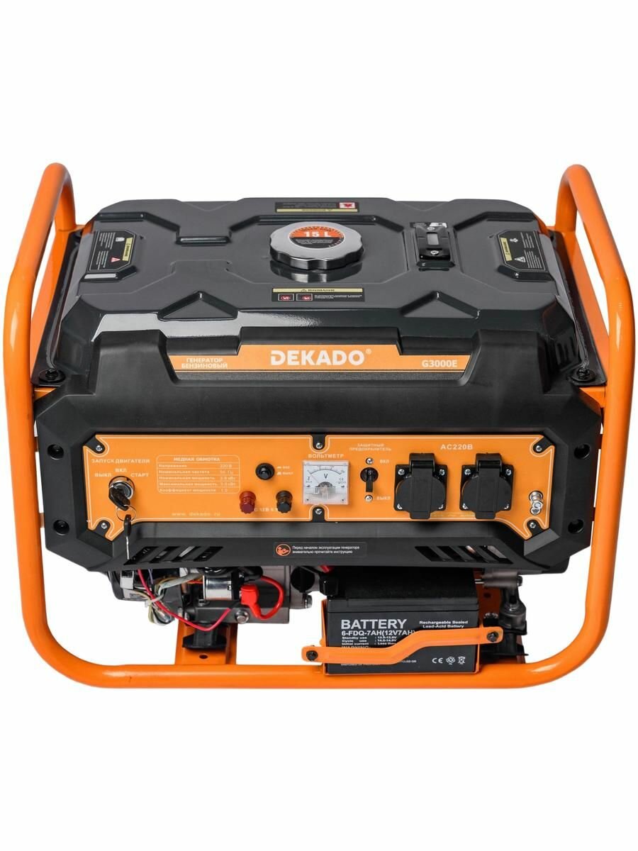 Бензогенератор G3000E DEKADO 3,0кВт,4-х такт. синхр.220В, розетка-2*220В/16А, электростарт,45кг