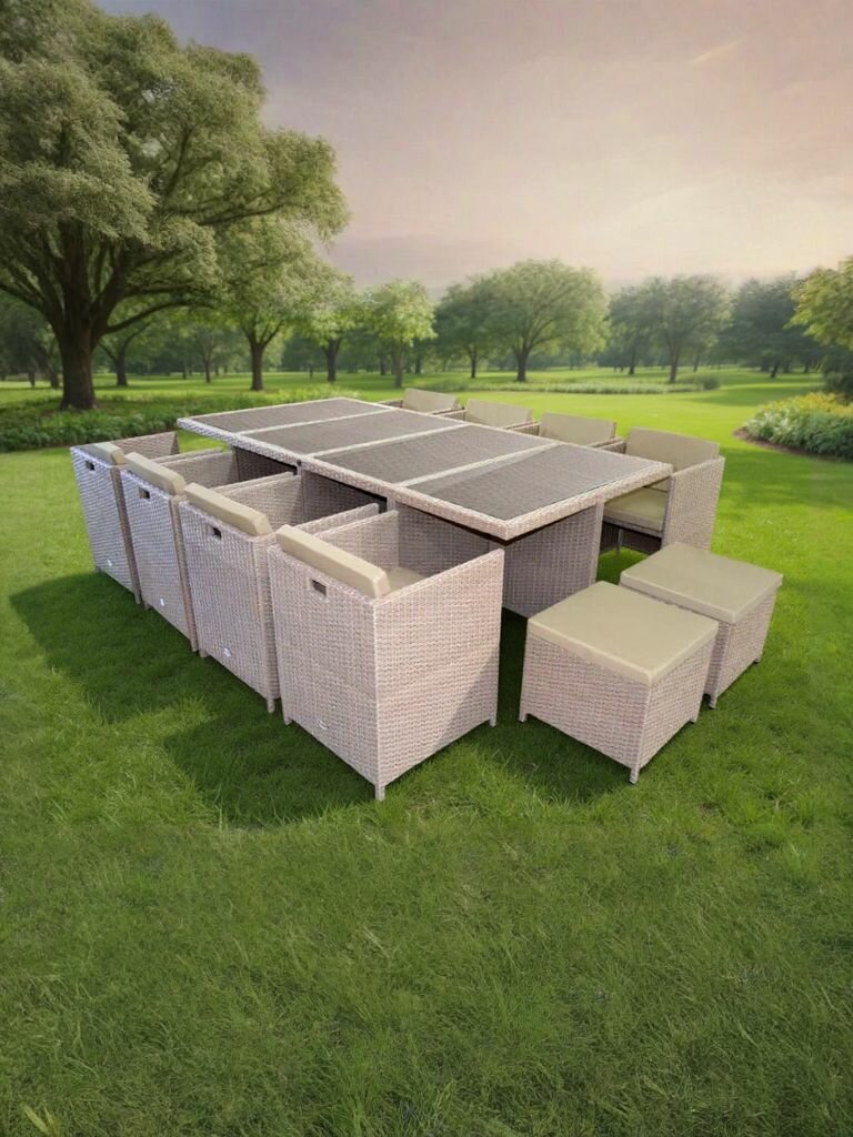 Комплект из искусственного ротанга Кембридж-12, цвет бежевый капучино, 12 персон