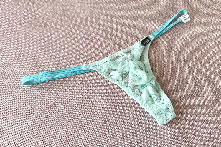 Мужские кружевные стринги Зеленый, XL, небесно-голубой