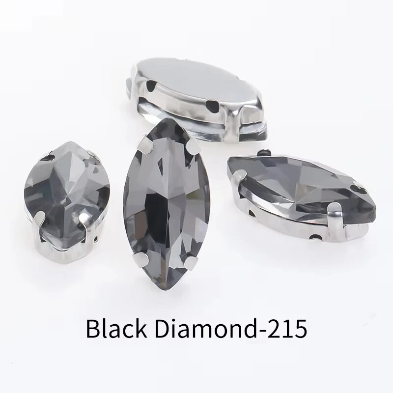 Стразы черные 6x12mm, silver 215, 50шт