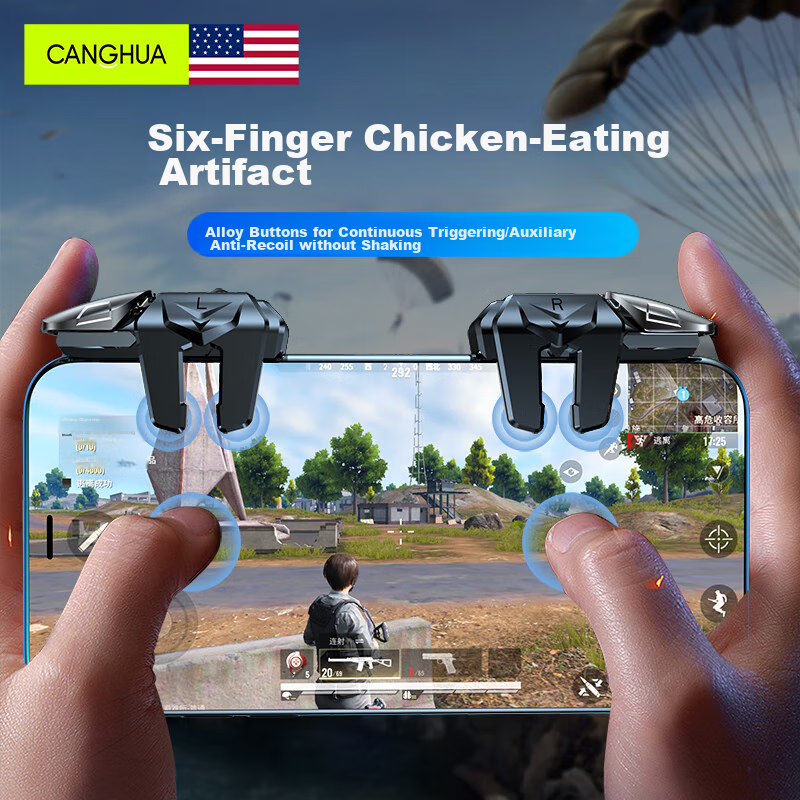 CangHua Mobile Gaming Keyboard, Auto Four-Finger Shooting, Gun Press Assist, Button Mouse, Gaming Controller, Peace Elite Accessory, Compatible with Android And Apple