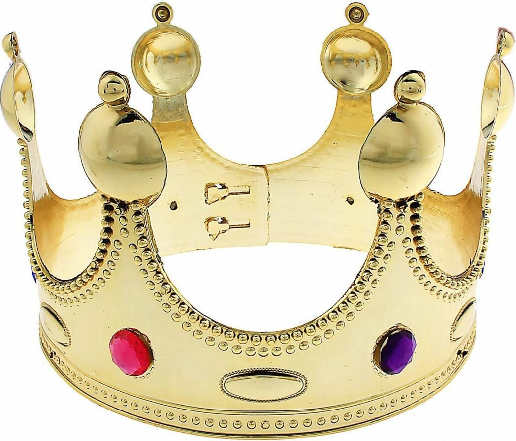 Корона золотая "Для короля" с камнями на голову, детская для праздника, карнавальный головной убор для мальчика, обхват 56 см