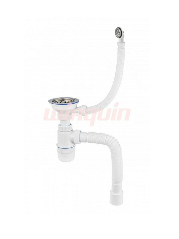 Сифон Элит для мойки с нержавеющей чашкой 112 мм, переливом, труба 800 мм (д-40) Virplast 30986164