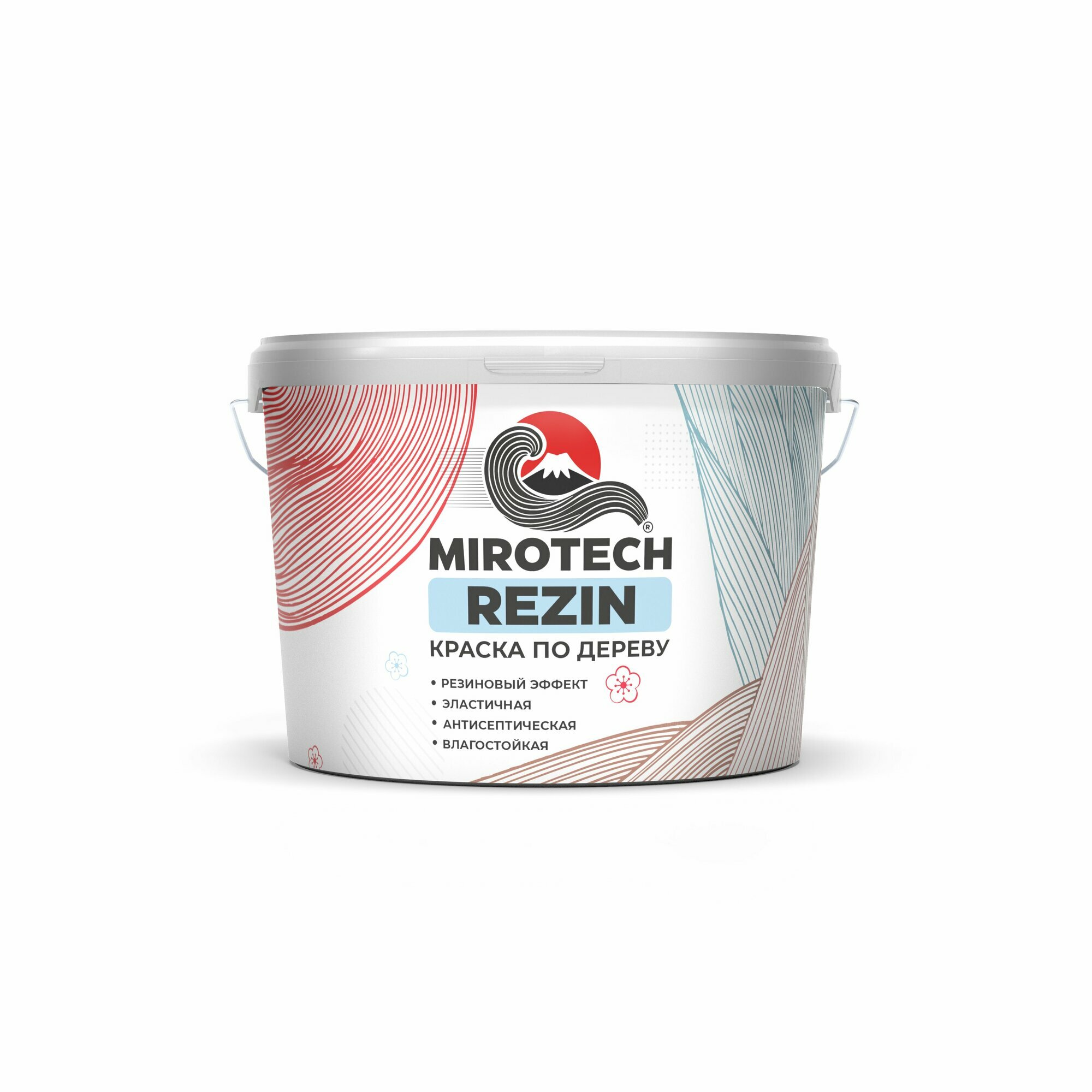 Резиновая краска для дерева MIROTECH REZIN для внутренних и наружных работ, быстросохнущая износостойкая, полуглянцевая, бирюзовый прибой, 10 кг