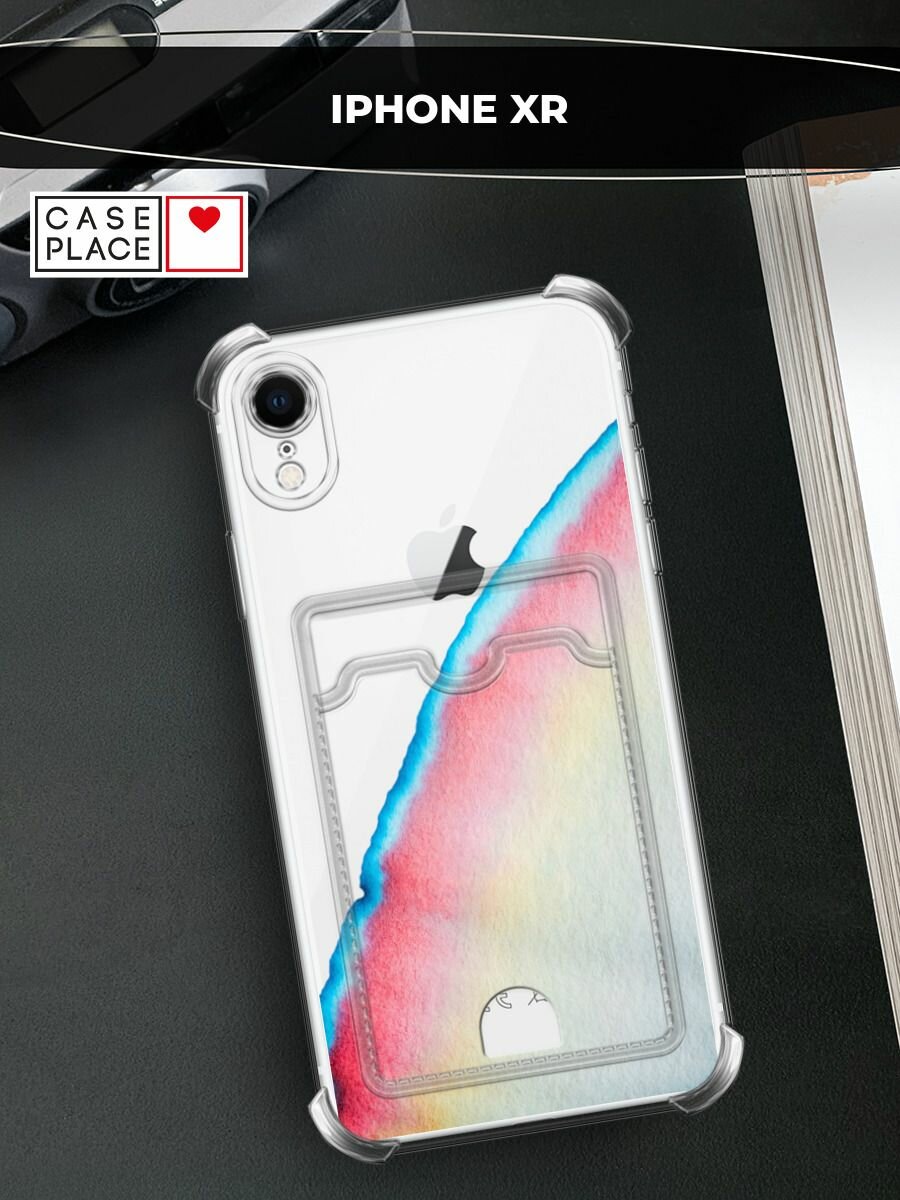 Чехол на Apple iPhone XR (Айфон XR) с картой и принтом Слияние красок