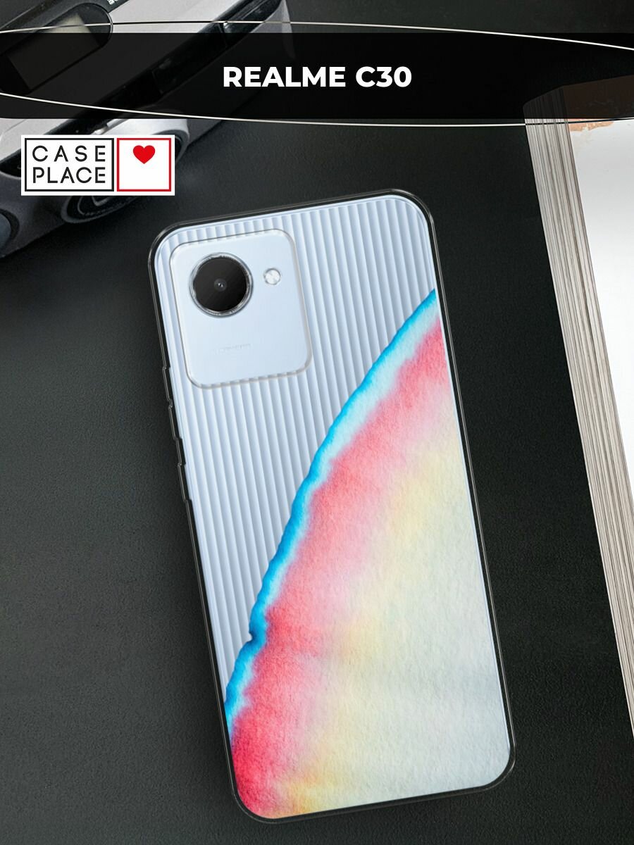 Чехол на Realme C30 / Реалми C30 с принтом Слияние красок, прозрачный