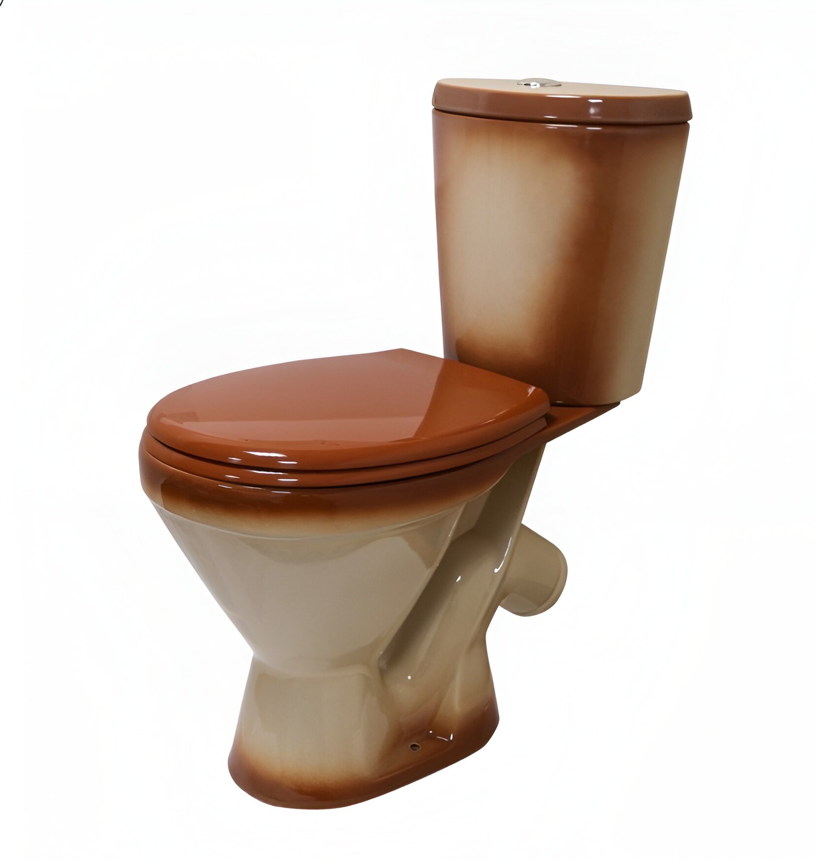 Унитаз-компакт (Rosa) Элегант коричневый декор, косой выпуск, нижний подвод, 1 реж, сиденье полипропилен