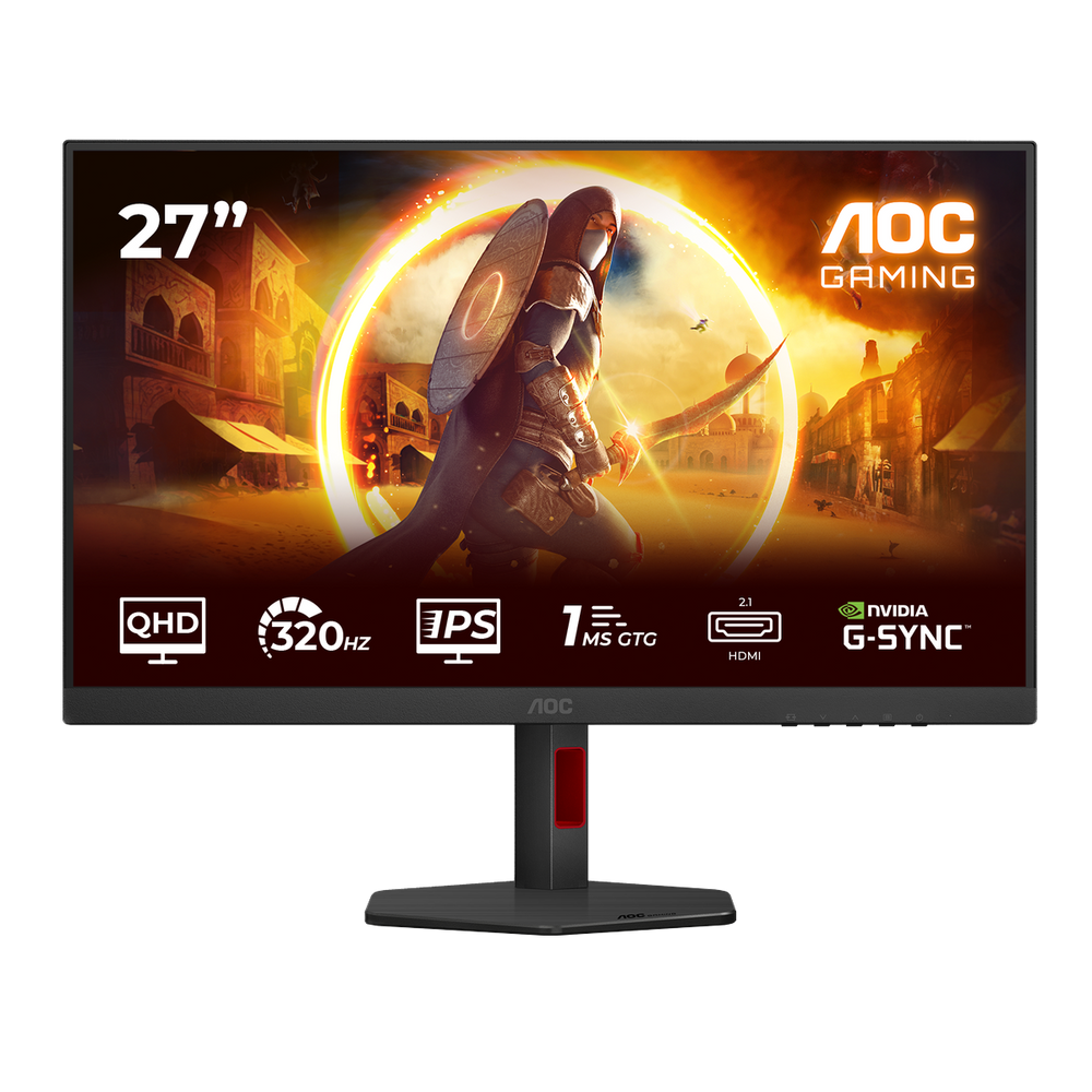 Монитор 27" AOC Q27G4SRU Black (IPS, 2560x1440, 320Hz, 0.5 ms, 178°/178°, 400 cd/m, 1000:1, +2xHDMI 2.1, +DisplayPort 1.4, Pivot)