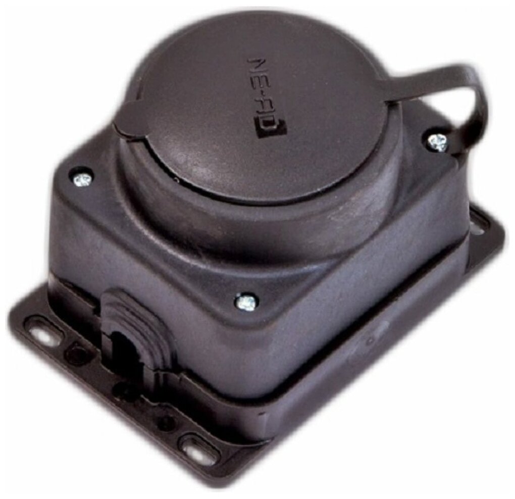 Колодка elestarpro YK-0401, каучук, заземление, класс пылевлагозащиты IP44, 1 гнездо, черная