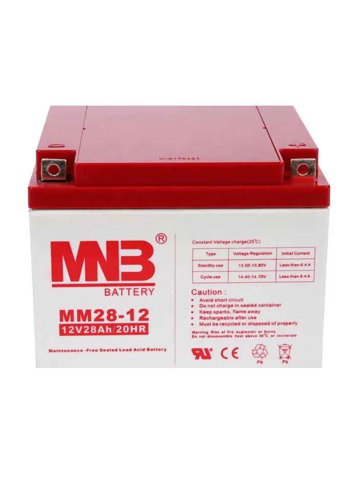 Аккумулятор MNB MM28-12, 12В, AGM, 28 Ач, ток заряда 8,4 А, B2