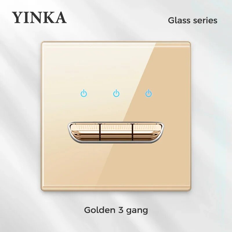 YINKA Выключатель 2gang Золотой, стекло