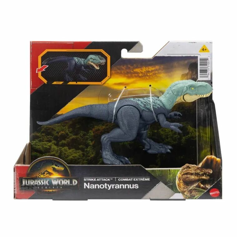 Фигурка Динозавра Mattel Jurassic World - Фигурка динозавра Нанотирануса из серии Strike Attack - Мир Юрского периода JGB80