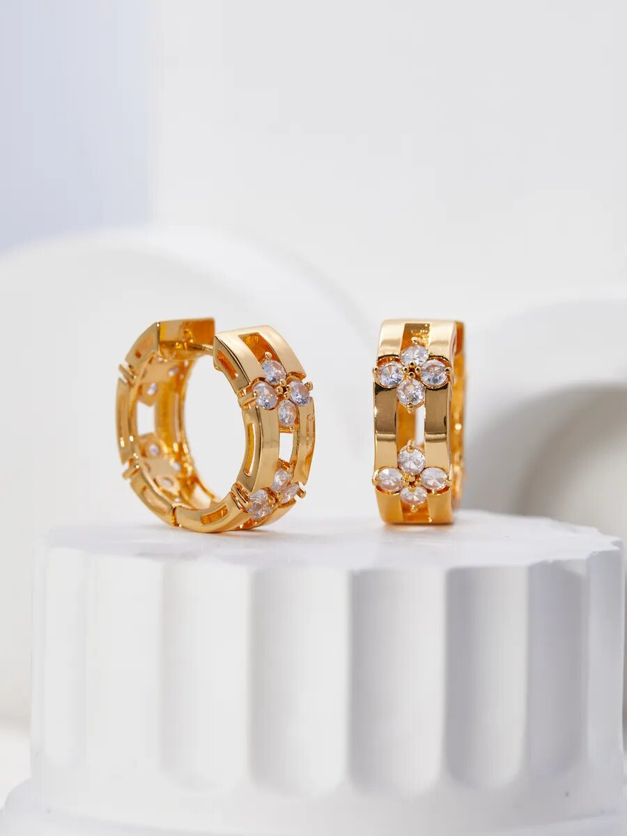 Серьги конго, фианит, кристаллы Swarovski, кристалл