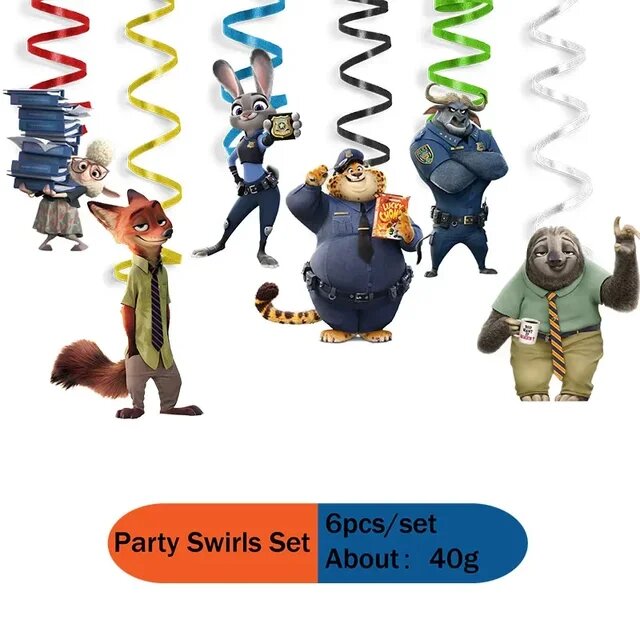 Товары для вечеринки по случаю годовщины в стиле «Зверополиса», фольгированные шары, баннеры на день рождения, украшения для тортов, забавные украшения для детских вечеринок по случаю крещения.