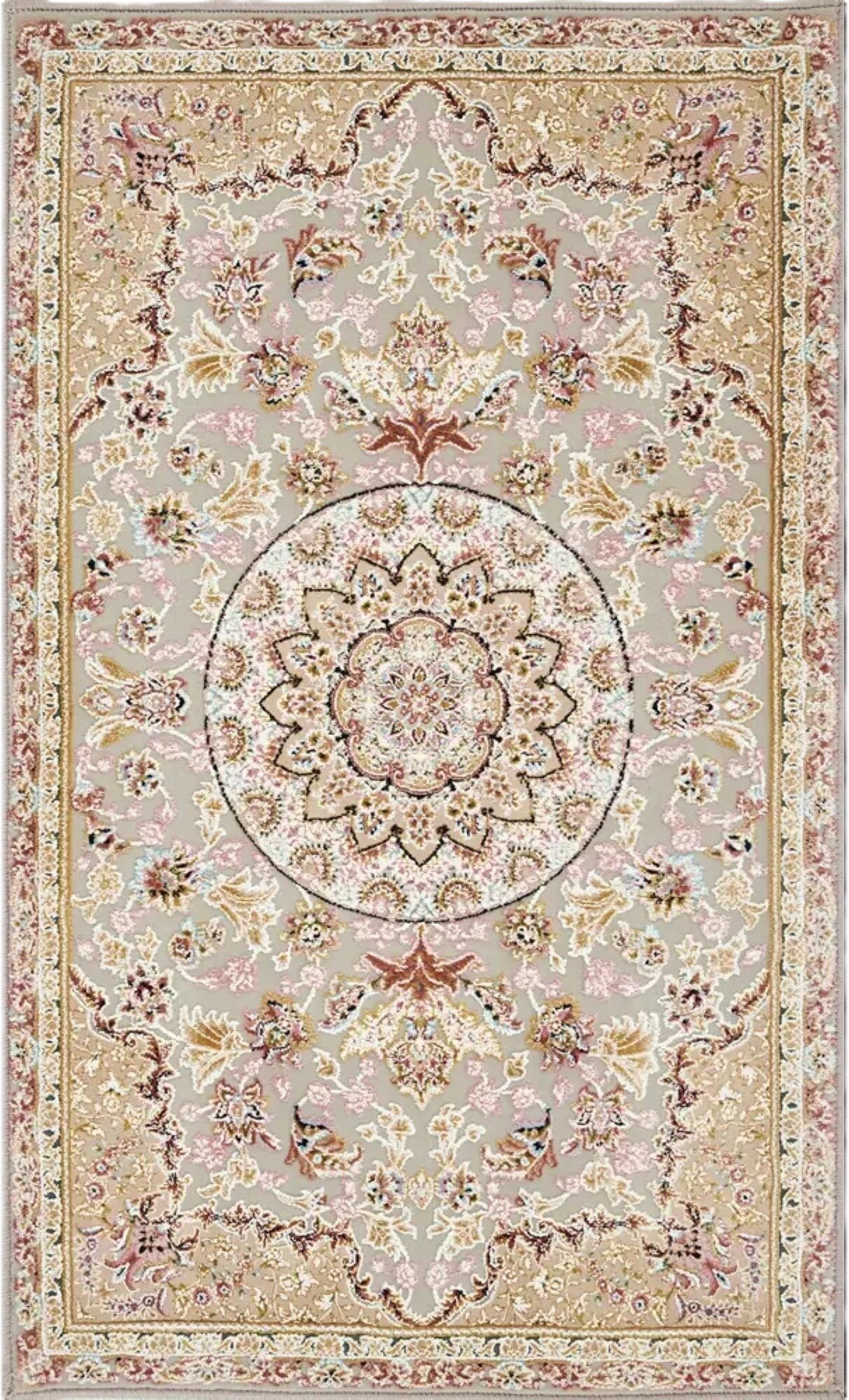 Коврик персидский высокоплотный с рельефным ворсом "JZ006 светло-бежевый" 50х80 см