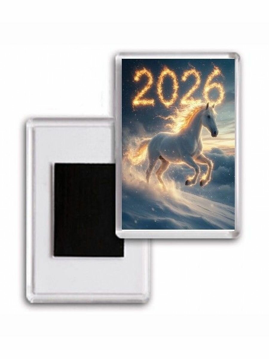 Магнит Огненная лошадь 2026 размер 7.8*5.2см