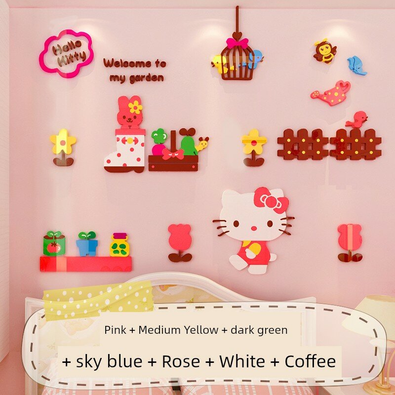 Hello Kitty Акриловая Наклейка 2 мм Толщина Очень Очень Большой Размер для Детской Стены Принцесса