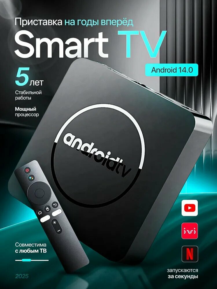 Смарт приставка для телевизора, приставка смарт ТВ wi fi/Андроид 14 8K Ultra РВ