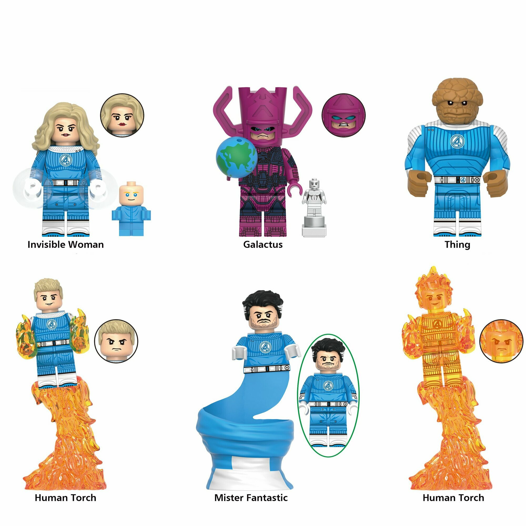 Фигурок Конструктор Миницигулы The Fantastic Four: First Steps 2025 Marvel 6шт(совместим с лего)