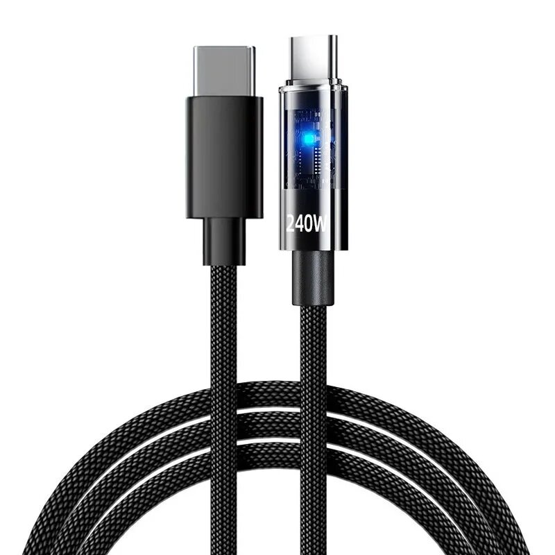 Кабель для быстрой зарядки Type-C на Type-C 240 Вт, совместимый с Apple 15, 16, 17, Samsung, Xiaomi, Redmi, Poco, ноутбуками, зарядный кабель 6А