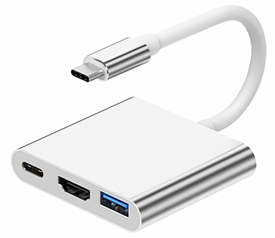 USB Hub 3.0 - Type C концентратор на 3 порта / USB 3.0 / высокоскоростной хаб / hub для apple для ноутбуков, планшетов и смартфонов JA-HV10 серебро