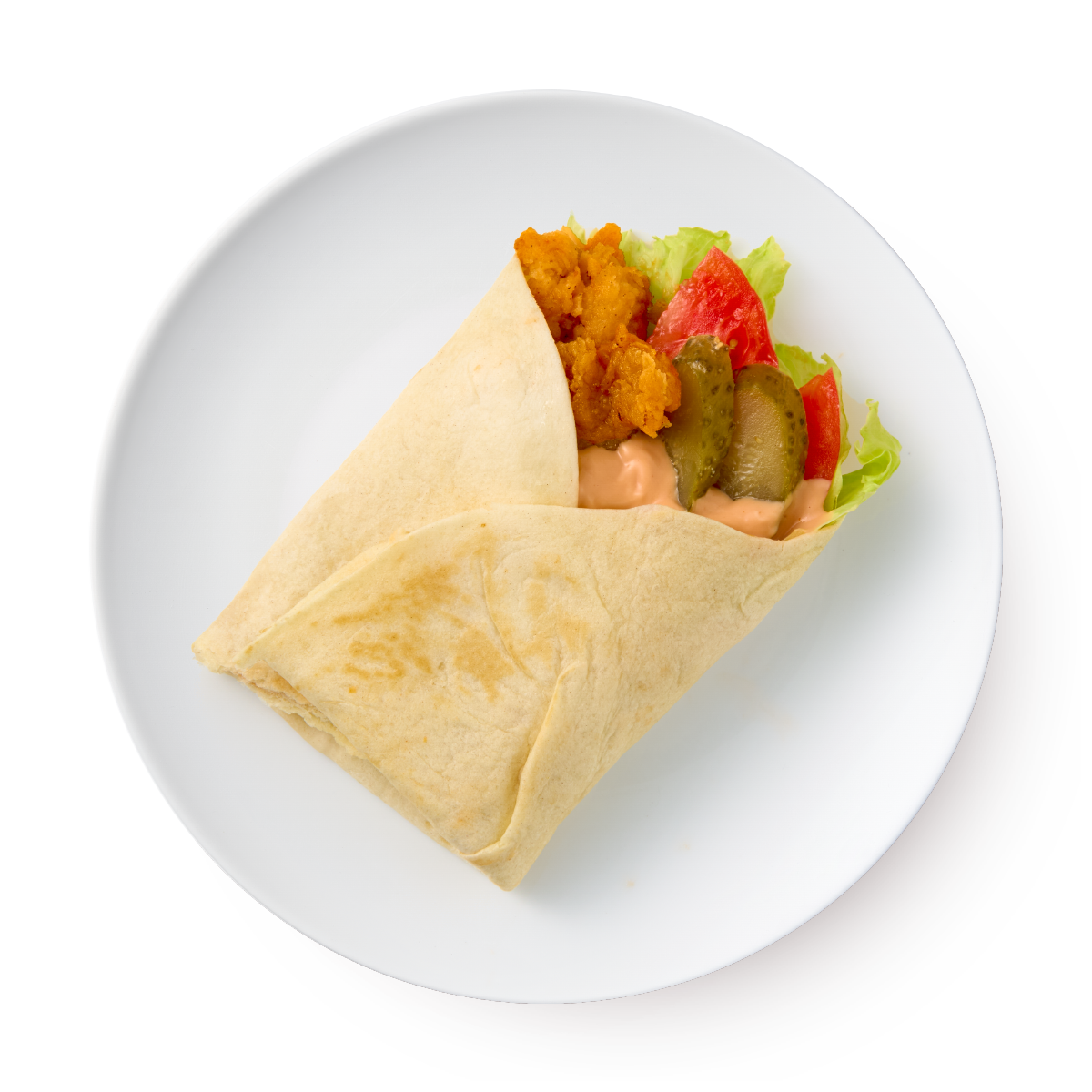 Сэндвич-ролл "Куриные стрипсы", в тортилье, с соусом, с томатами, 170 г