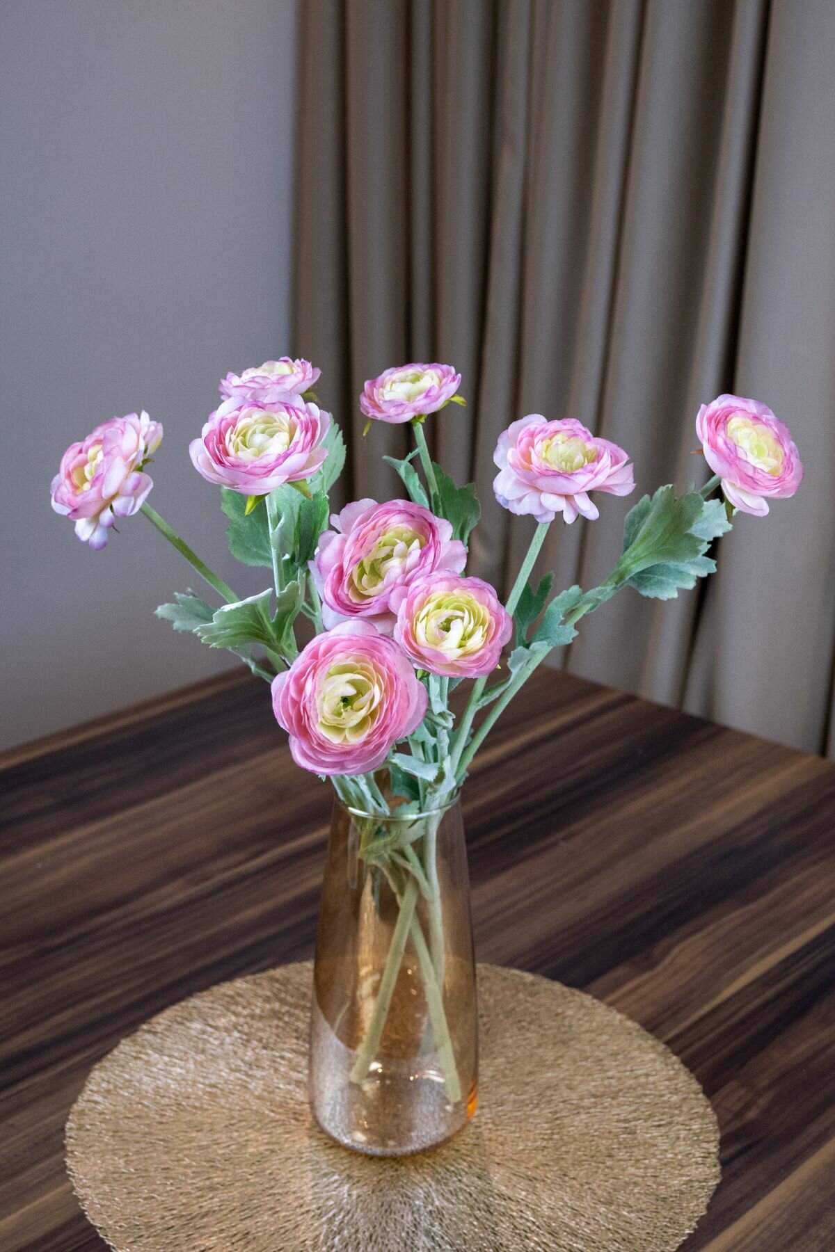 Искусственные цветы премиум для кашпо декора и интерьера Ранункулюс двуцветный флористический 50 см 3 ветки