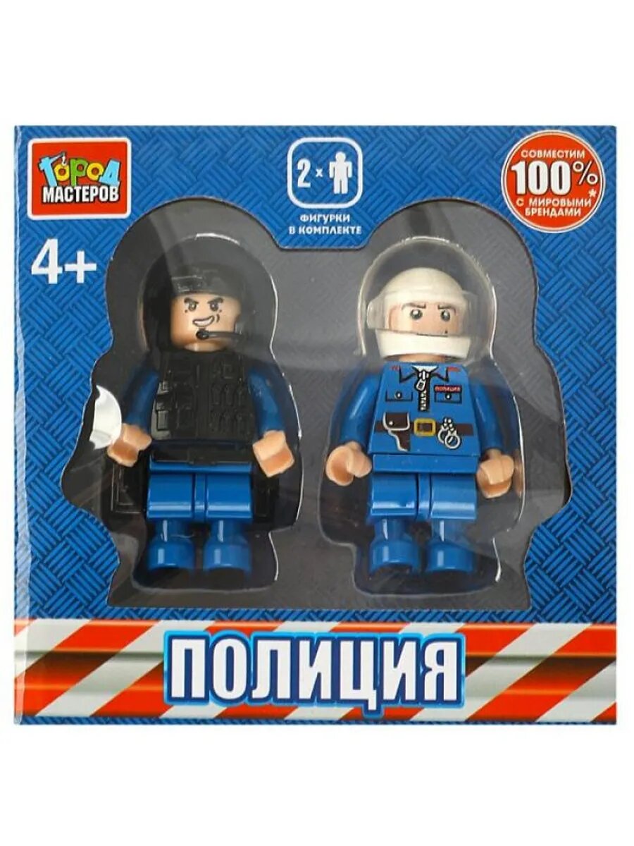 Конструктор фигурки полиция, 2 шт. Город мастеров в кор.2x4