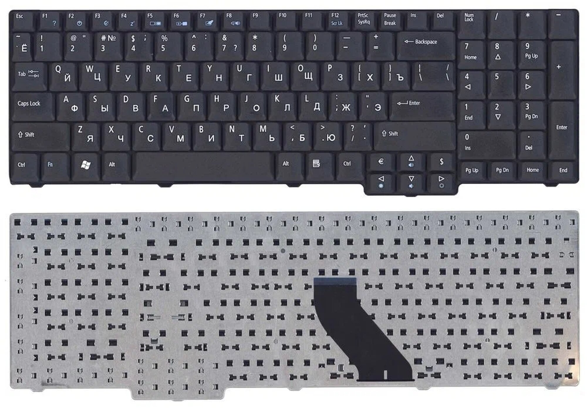 Клавиатура для ноутбука Acer Aspire 7000, 8930. Extensa 5235, 7220, 7620, eMachines E528, E728 черная