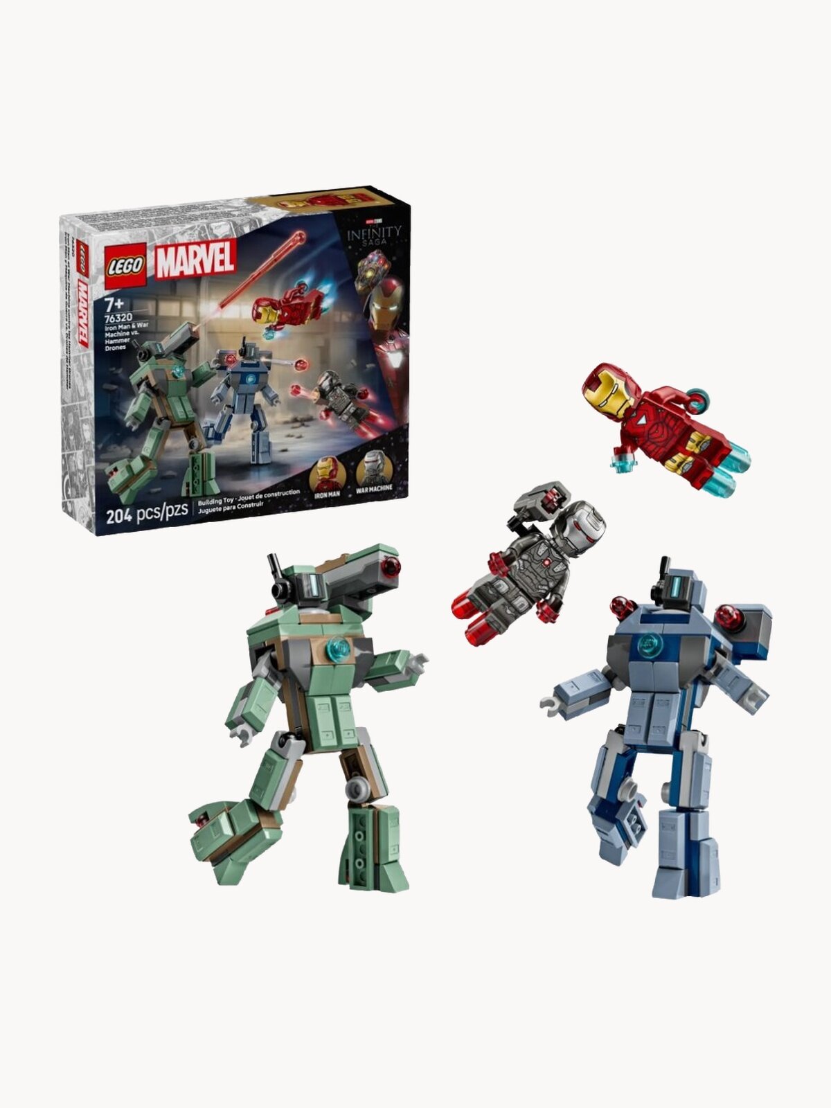 Конструктор LEGO Super Heroes 76320 Железный Человек и Воитель против Хаммер-дронов, 204 дет.