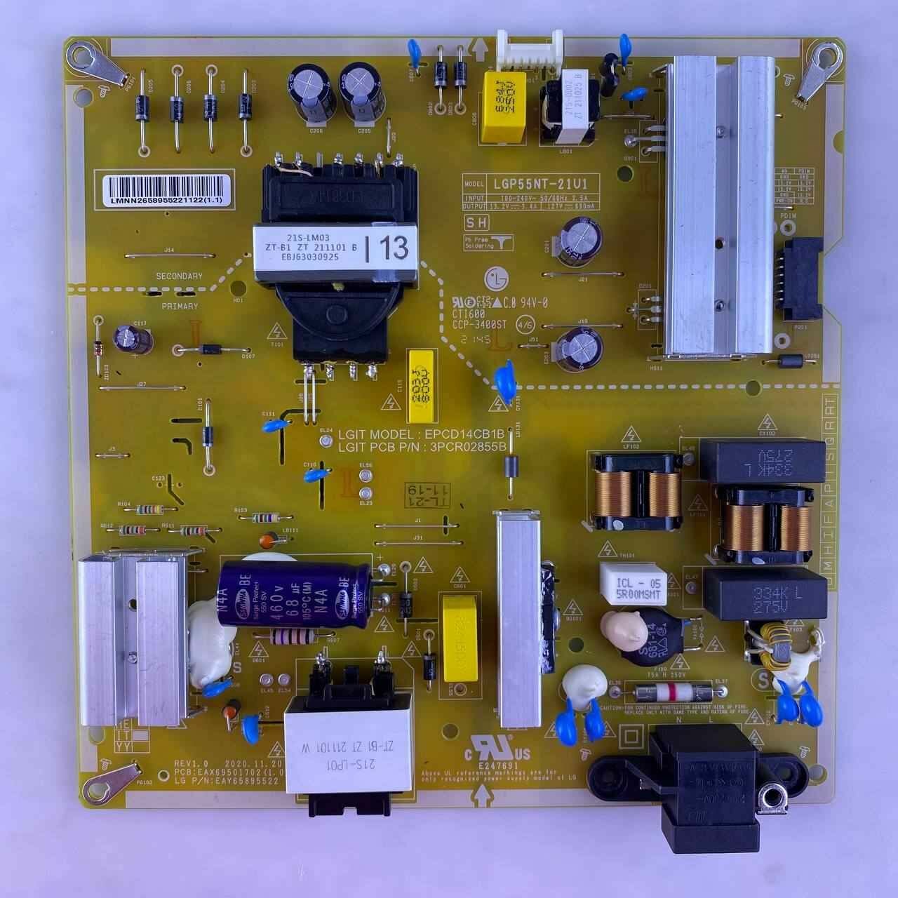 Блок питания PSU: EAX69501702(1.0) EAY65895522 LGP55NT-21U1 3PCR02855B REV1.0 для телевизора LG 55UP81006LA