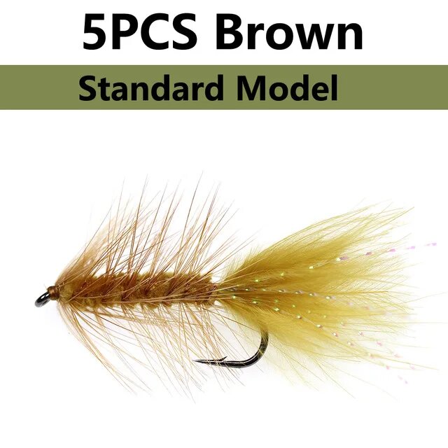 5 шт. искусственные мухи JIGEECARP для ловли карпа Коричневый, Size 4, 5pcs Brown Standard