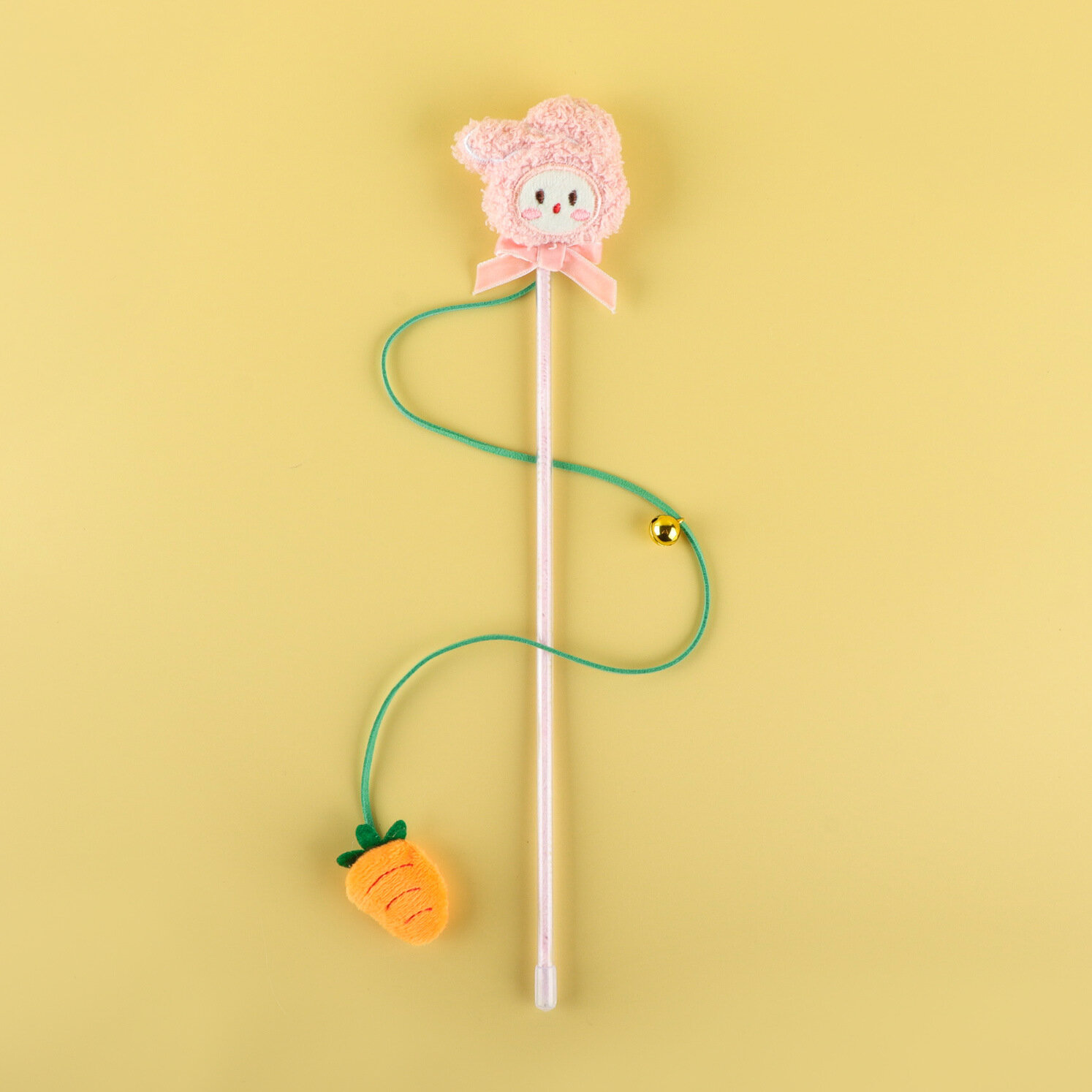 Игрушка для кошек с мотивом кролика и морковки, колокольчиком и искусственным мехом для игры и тренировки