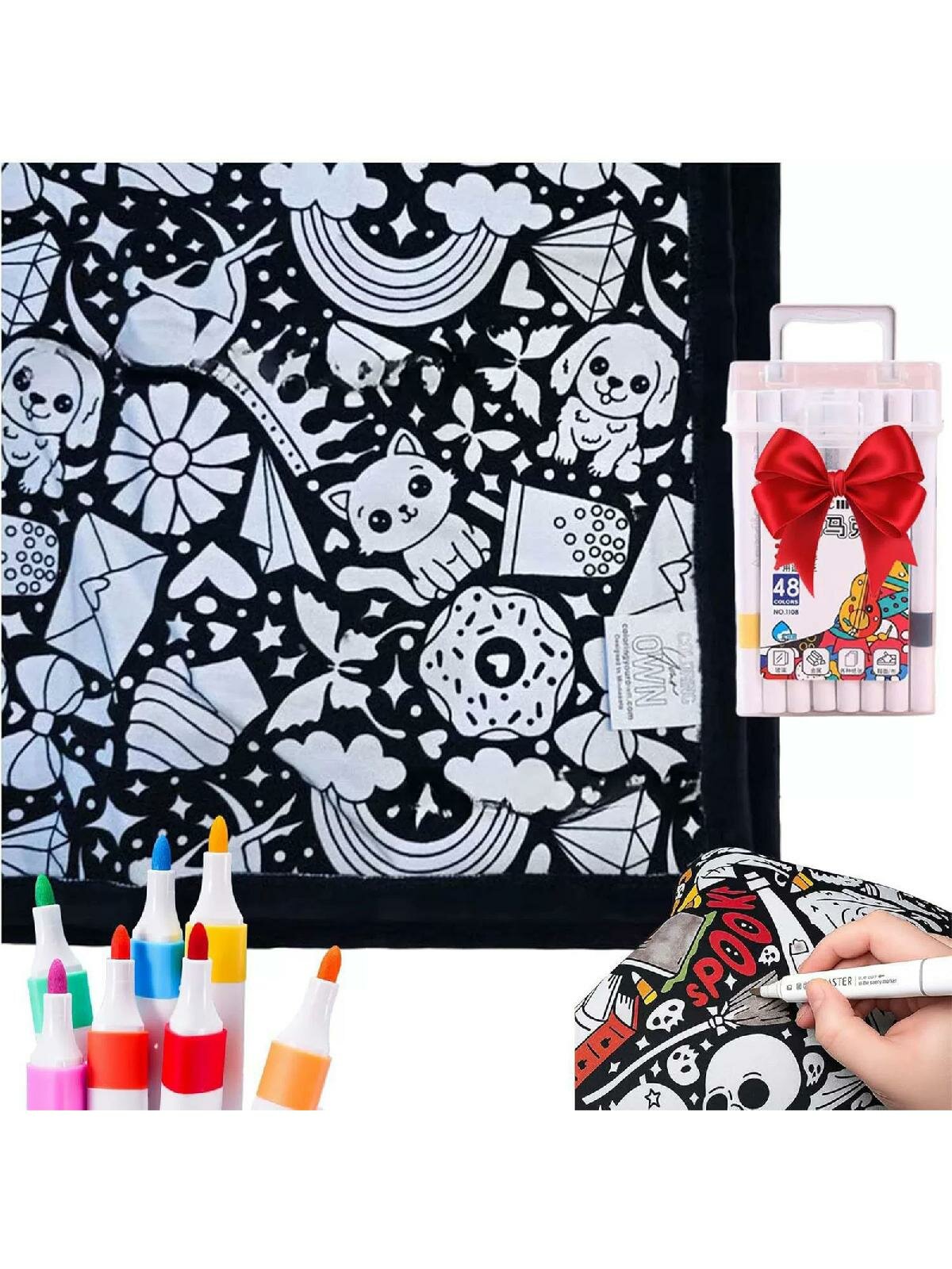 Одеяло-раскраска своими руками, раскрасьте свое собственное покрывало, раскрасьте моющееся одеяло