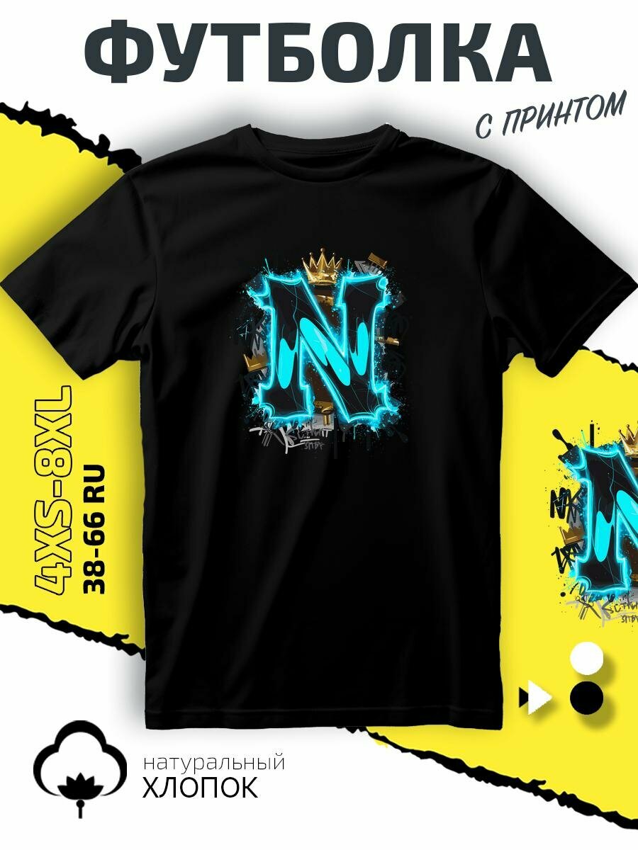 Футболка Буква N аниме граффити
