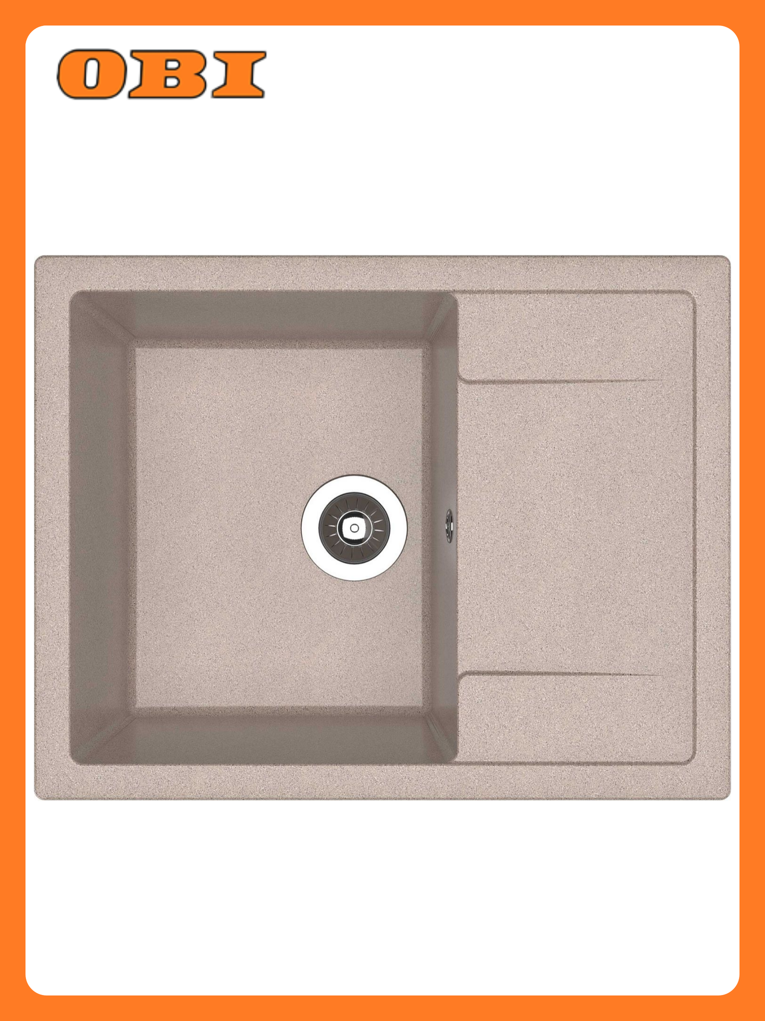 Мойка кухонная BAMBOO "Аврора", натуральный камень, бежевая, прямоугольная, с крылом