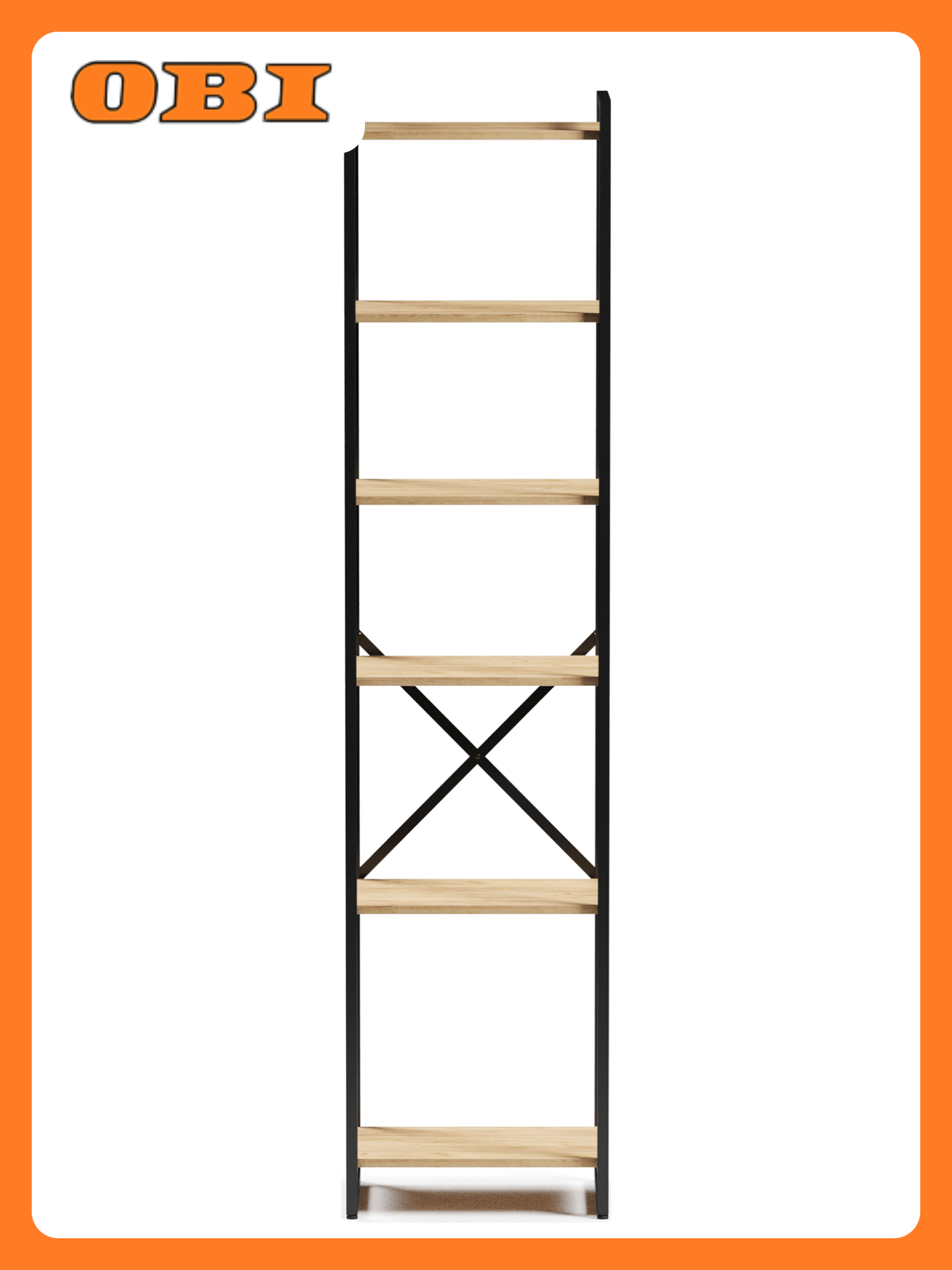 Стеллаж METALL ZAVOD Gutta, лофт, 196x46x34 см, 6 полок, черный