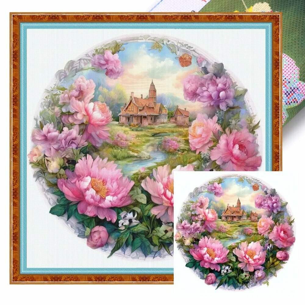 Набор вышивки крестом Сирень, 40x40 см, ткань с рисунком, 11CT, 3 нити