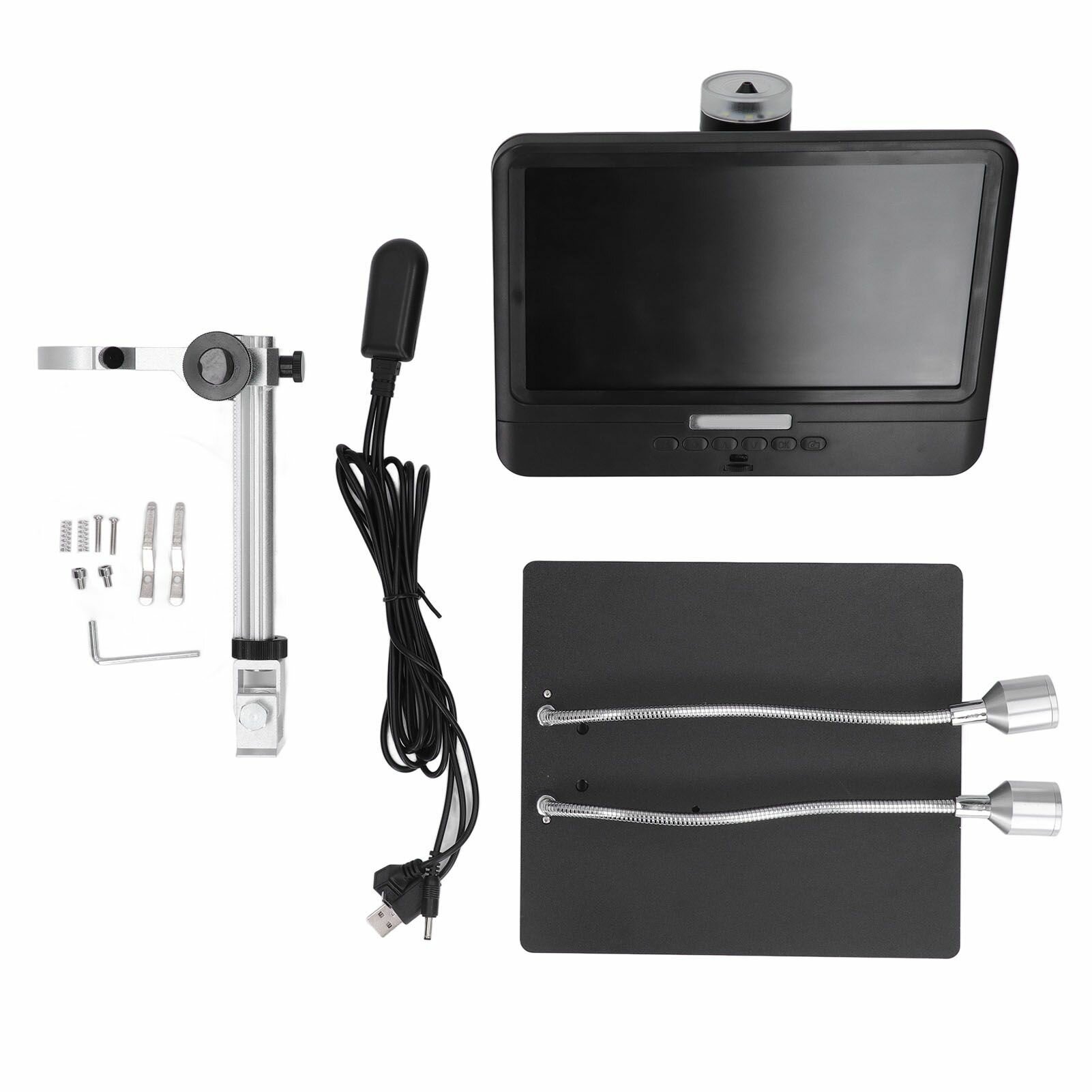 Цифровой ЖК-микроскоп, 8,5-дюймовый HD-экран, 12 МП, 5X 1200X, USB-микроскоп со светодиодной подсветкой, управляемой проводом, для технического обслуживания