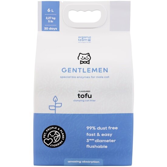 Наполнитель для кошачьих туалетов Organic Team Tofu Gentlemen комкующийся для джентльменов 6 л 2,3 кг