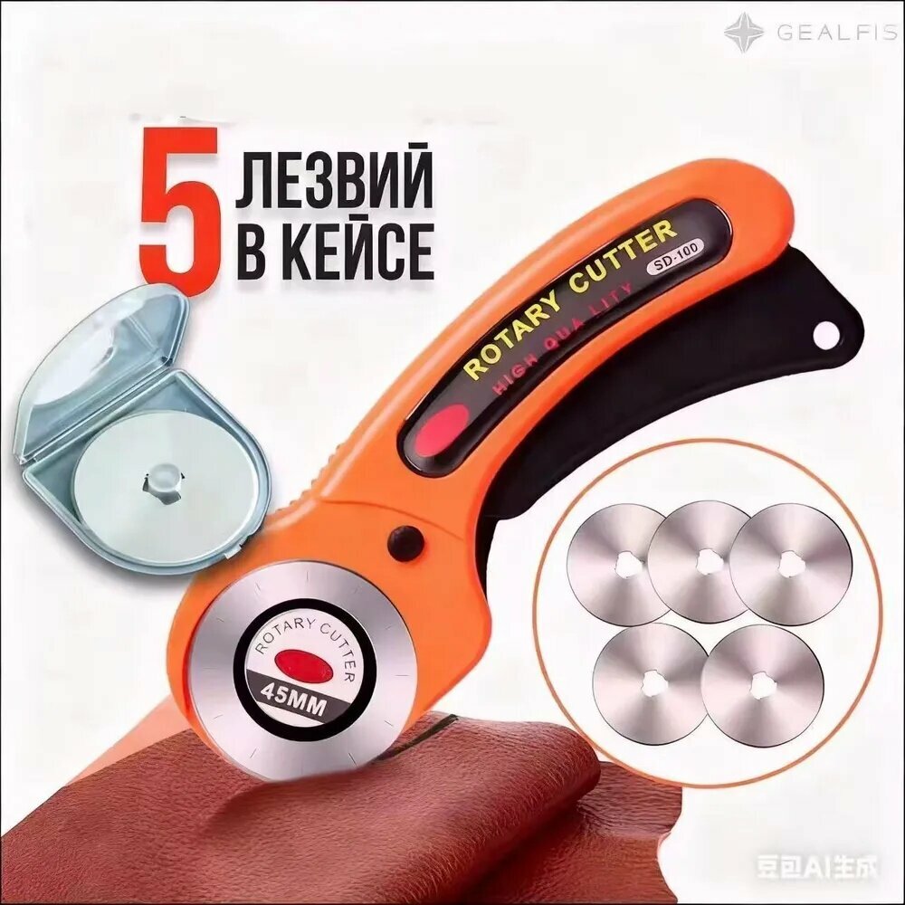 Нож для раскроя резки ткани 5 запасных лезвий