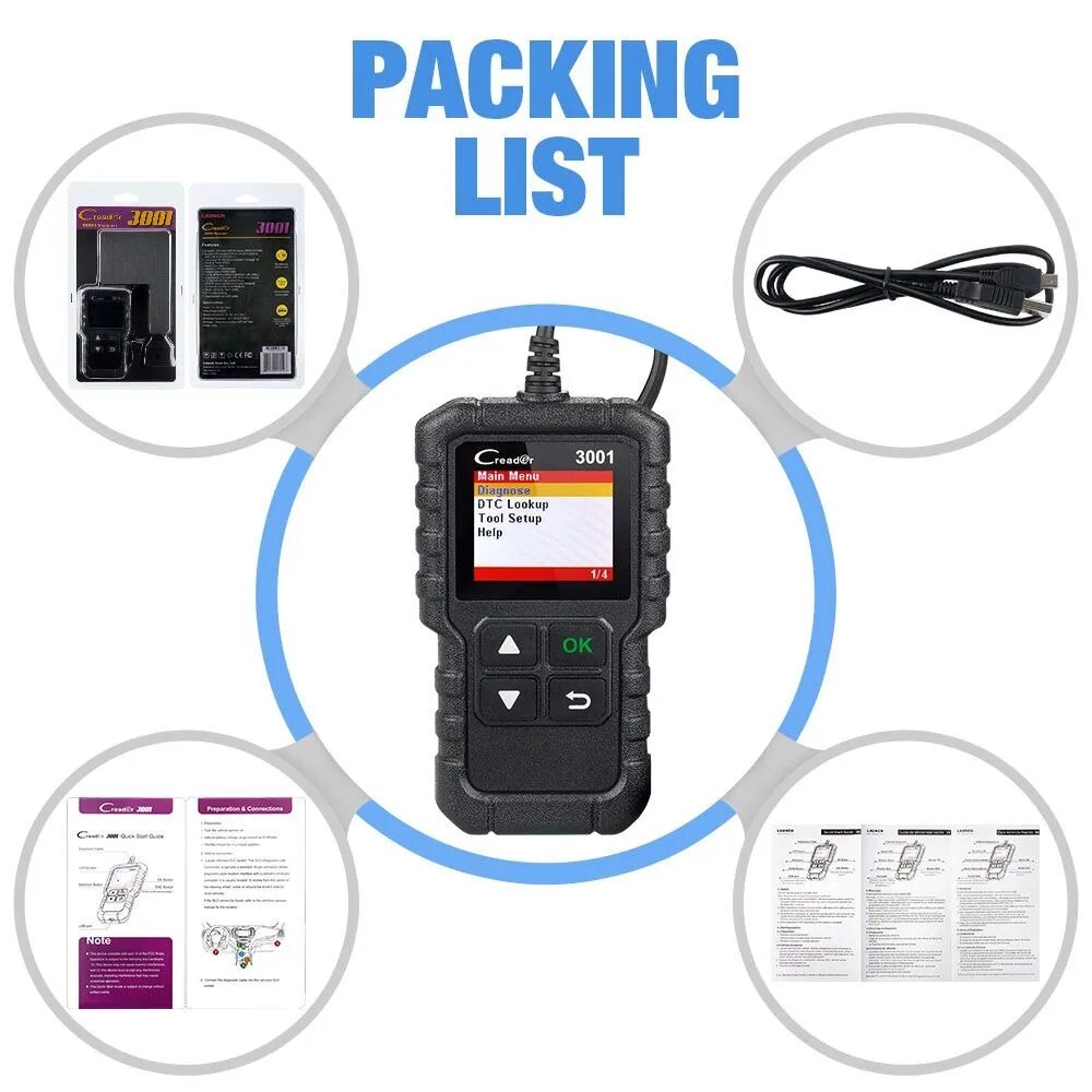 Диагностический Сканер LAUNCH X431 CR3001 OBD2, Профессиональный Автомобильный Диагностический Инструмент