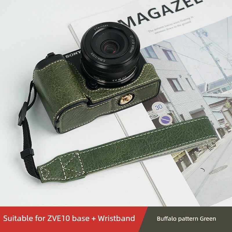 Sony ZV-E10 Основание с узором водяного буйвола и запястным ремешком, зеленый