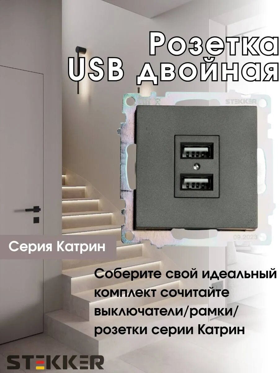 Розетка USB двойная (механизм) 250B 2,1А