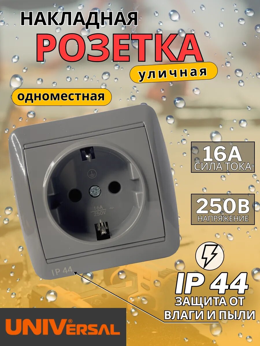 Розетка влагозащищенная накладная уличная