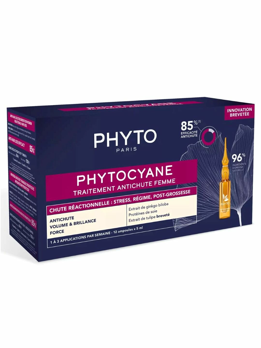 Фито фитоциан Сыворотка против выпадения волос для женщин в ампулах, 12х5 мл | PHYTO Phytocyane