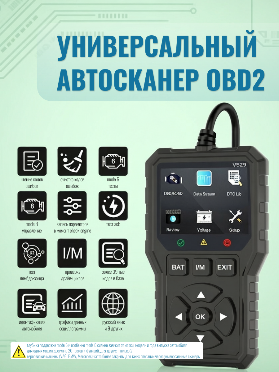 Универсальный автосканер для диагностики автомобиля OBD2