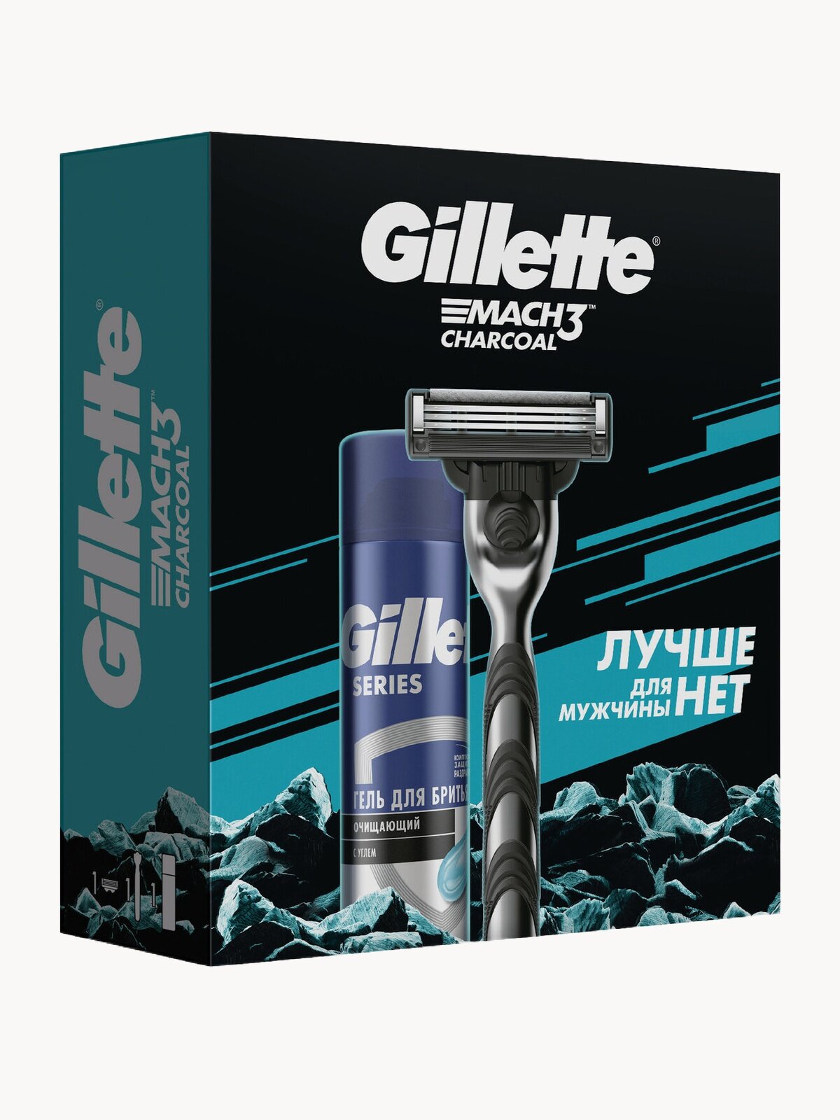 Мужской набор Gillette с бритвой Gillette Mach3 уголь и очищающим гелем для бритья Gillette Series 200мл
