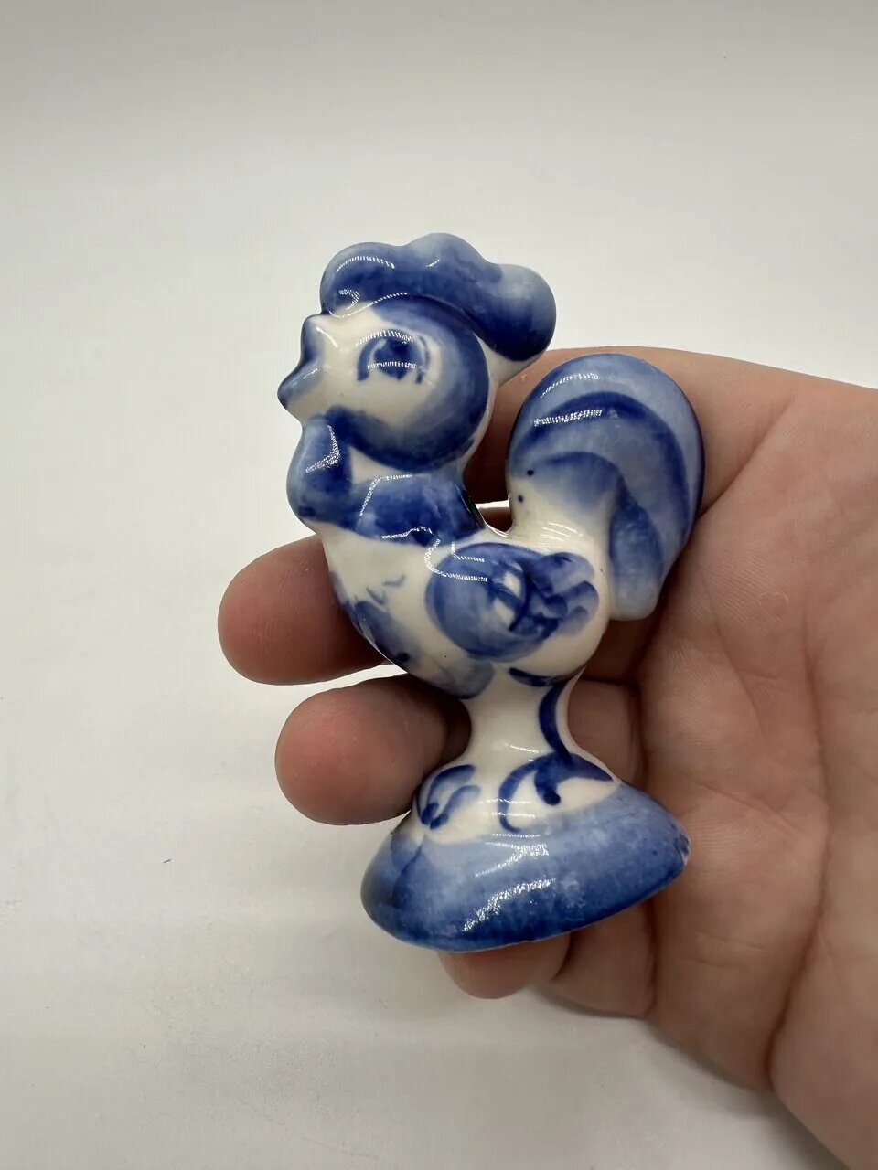 Статуэтка Петушок Гжель Фарфор винтажная коллекционная