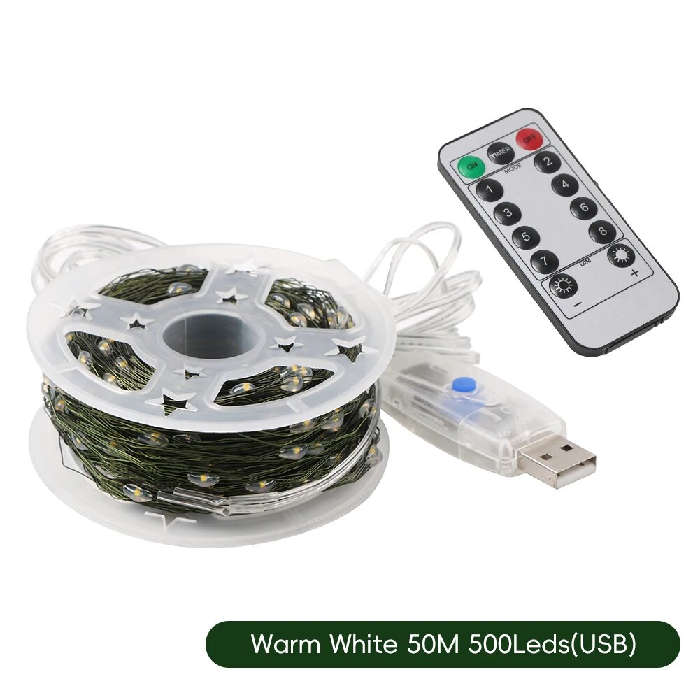 Светодиодная гирлянда Warm White 50M USB